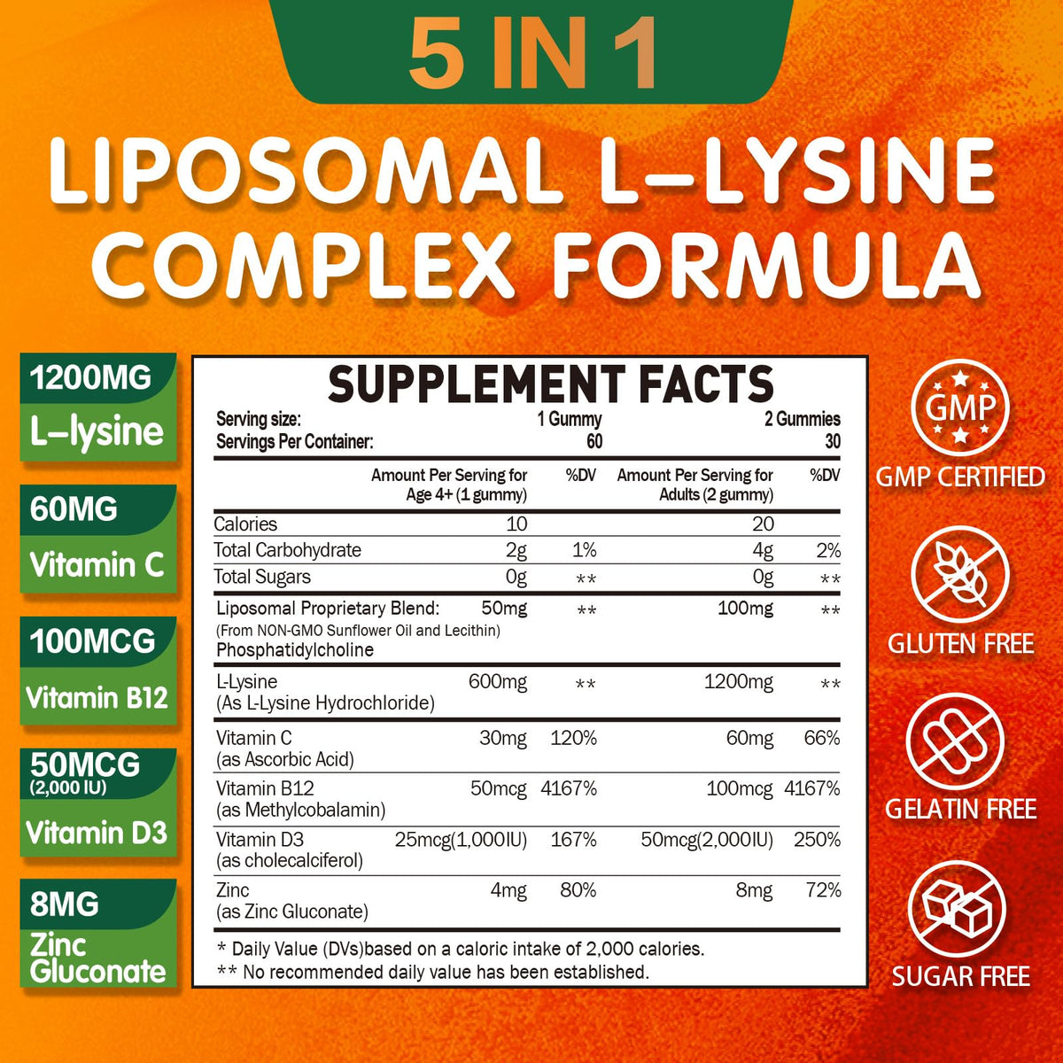 1200 mg L-Lysine for immune support