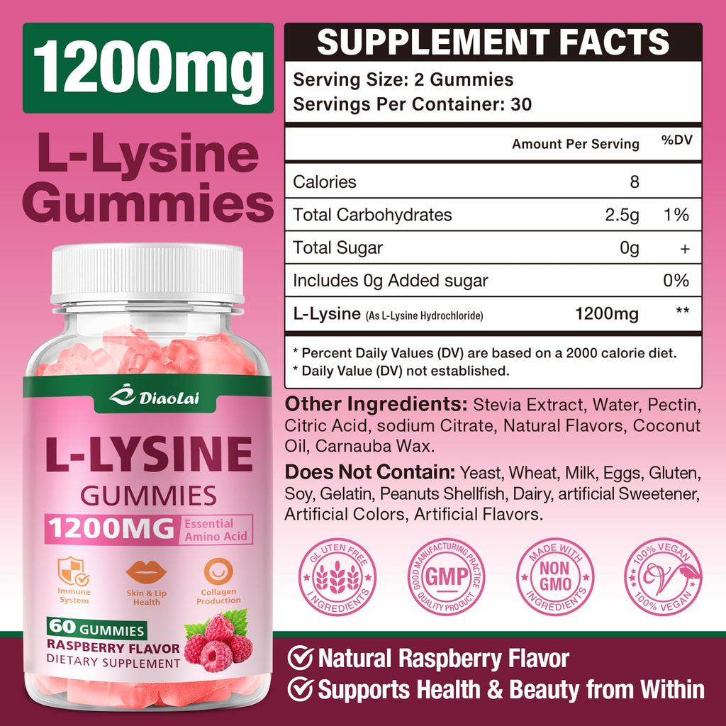 1200 mg l-lysine gummy supplements