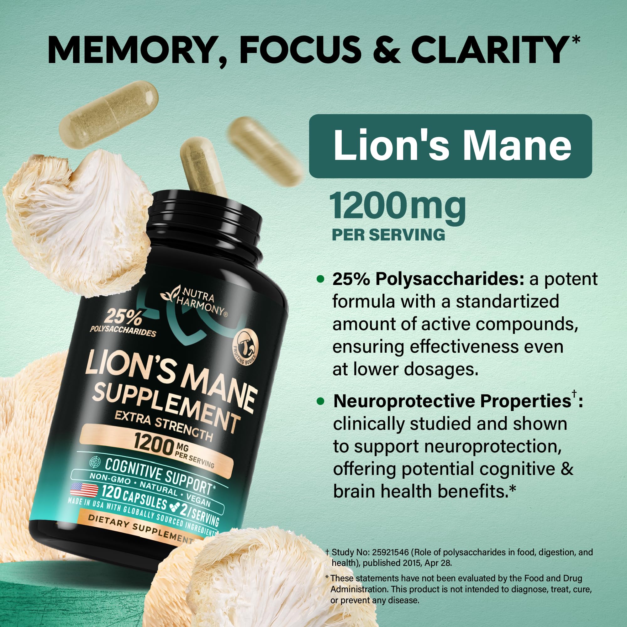 1200 mg Lion's Mane for clarity