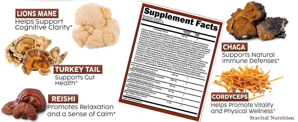 1200 mg organic mushroom capsules