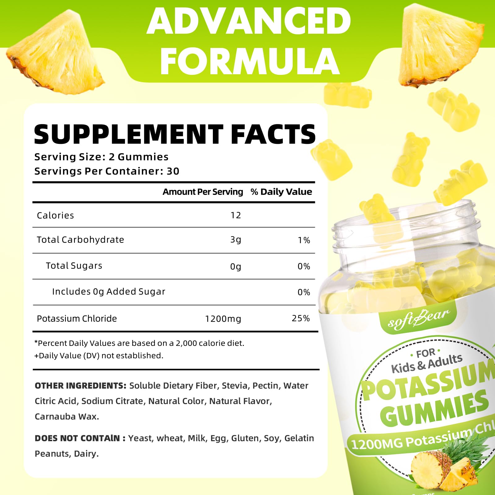 1200 mg potassium chloride supplement gummies