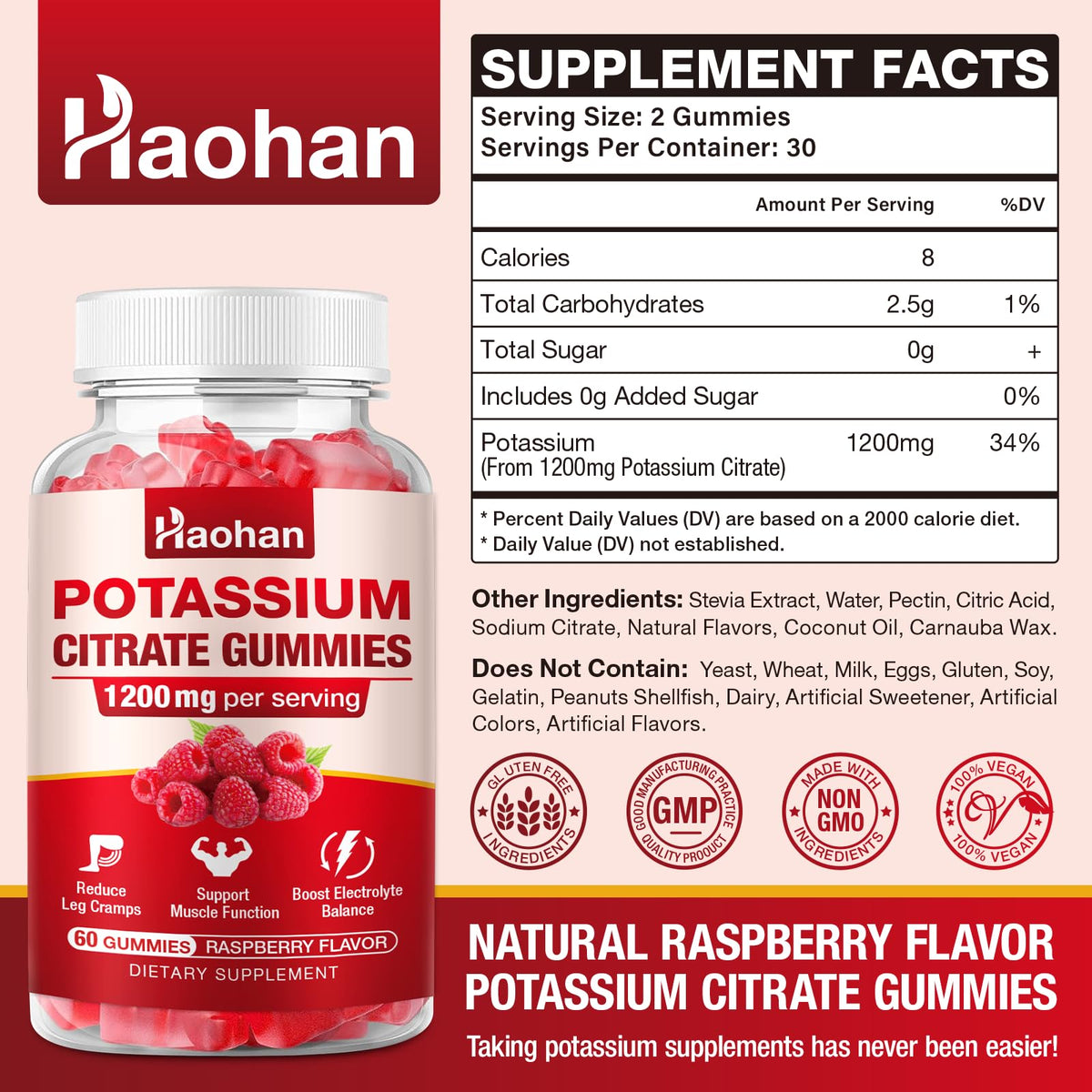 1200 mg potassium supplement gummies