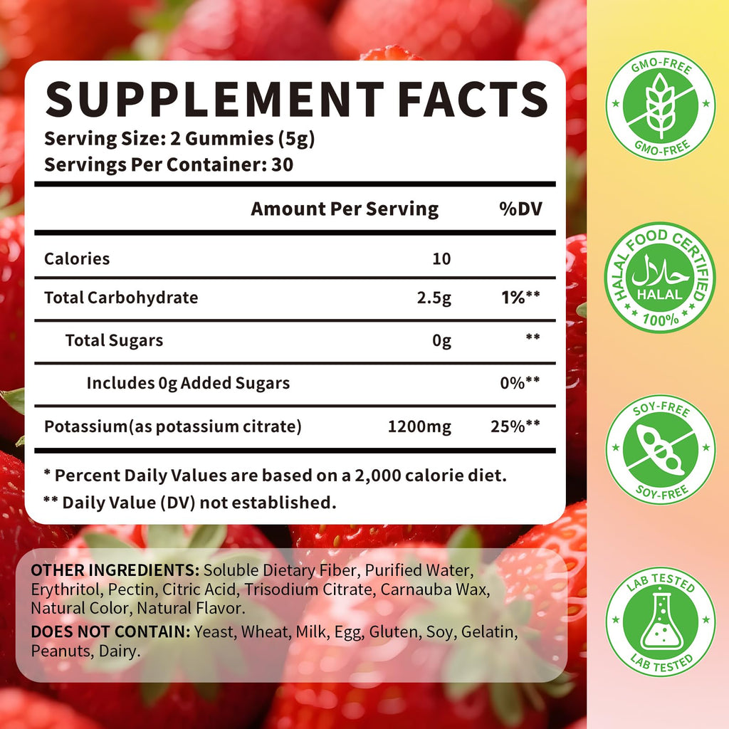 1200 mg potassium supplement gummies