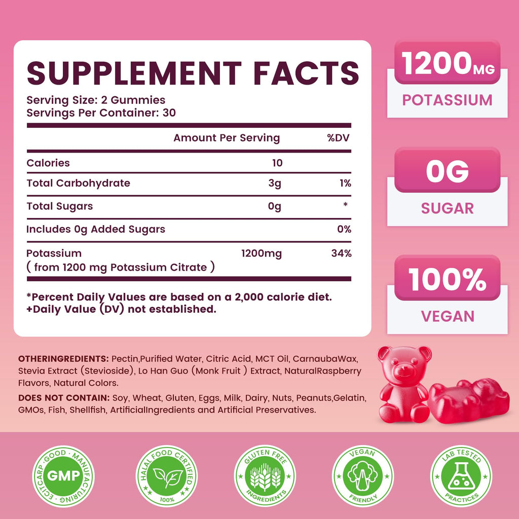 1200 mg potassium supplement gummies