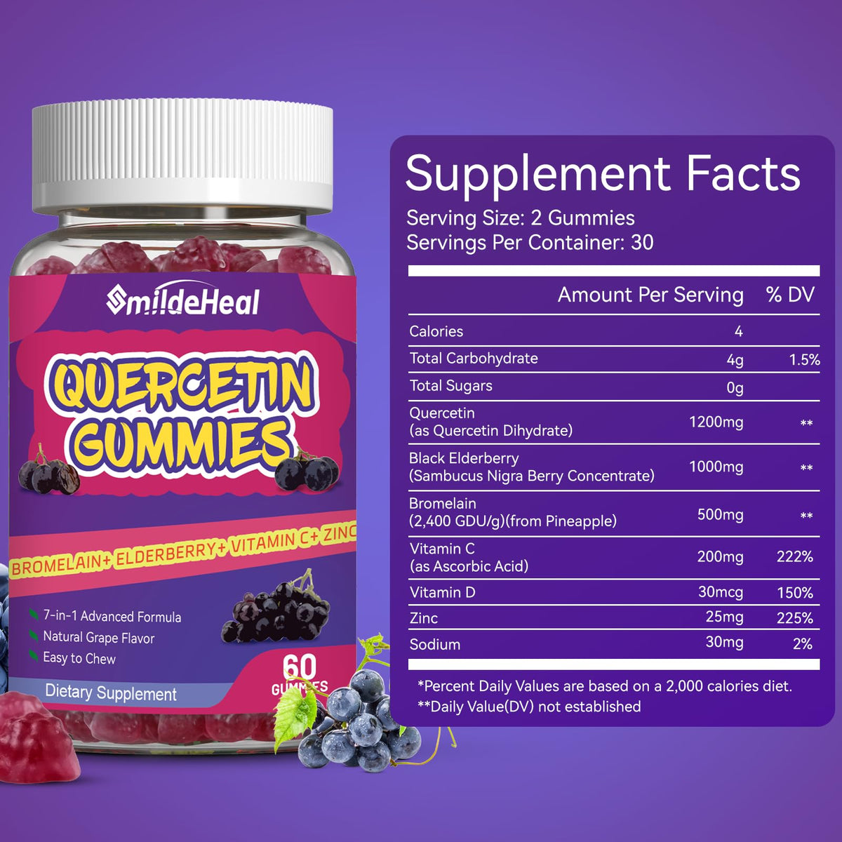 1200 mg quercetin vitamin C supplement