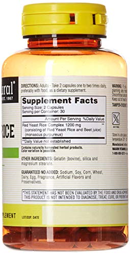 1200 mg Red Yeast Rice capsules