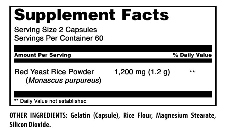 1200 mg Red Yeast Rice capsules