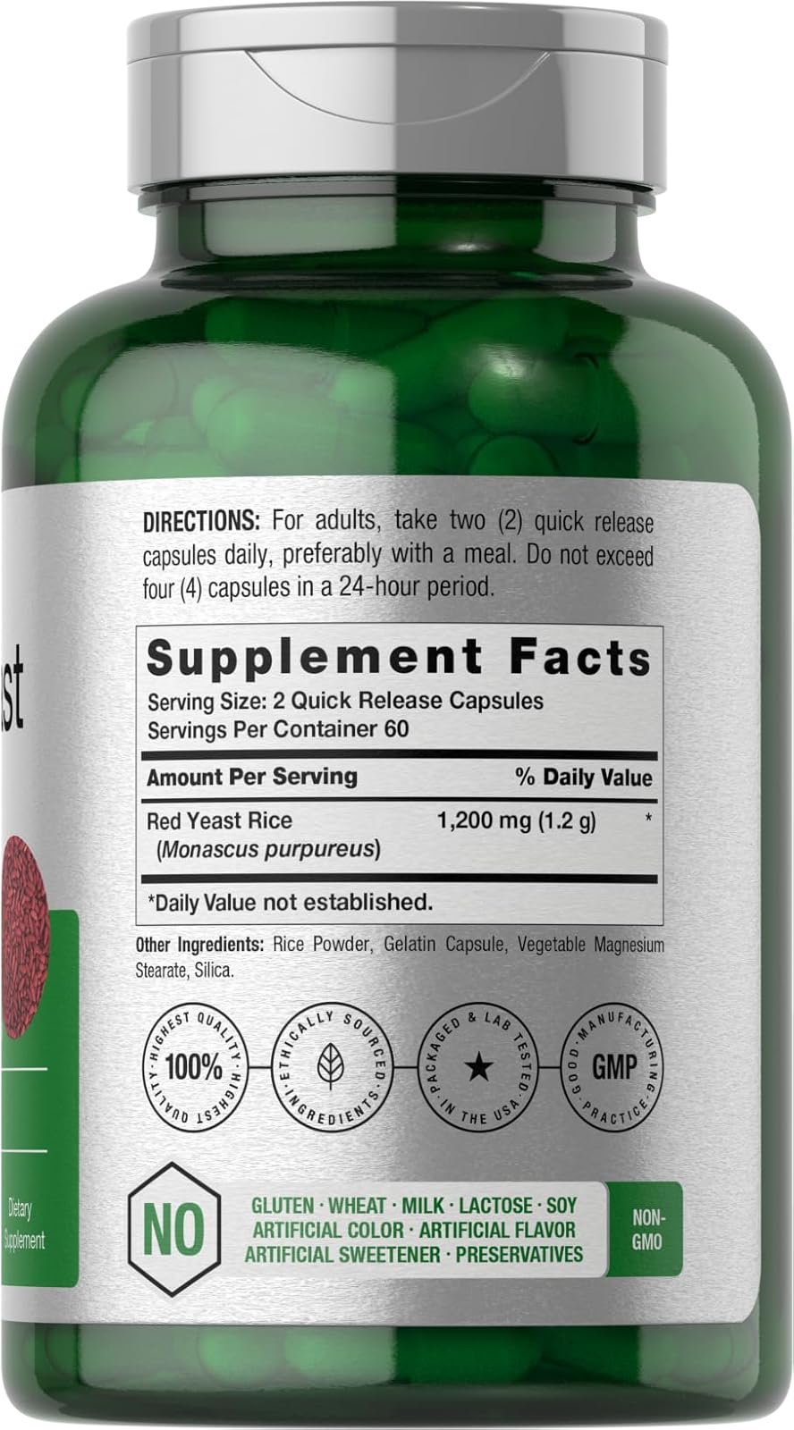 1200 mg red yeast rice supplement