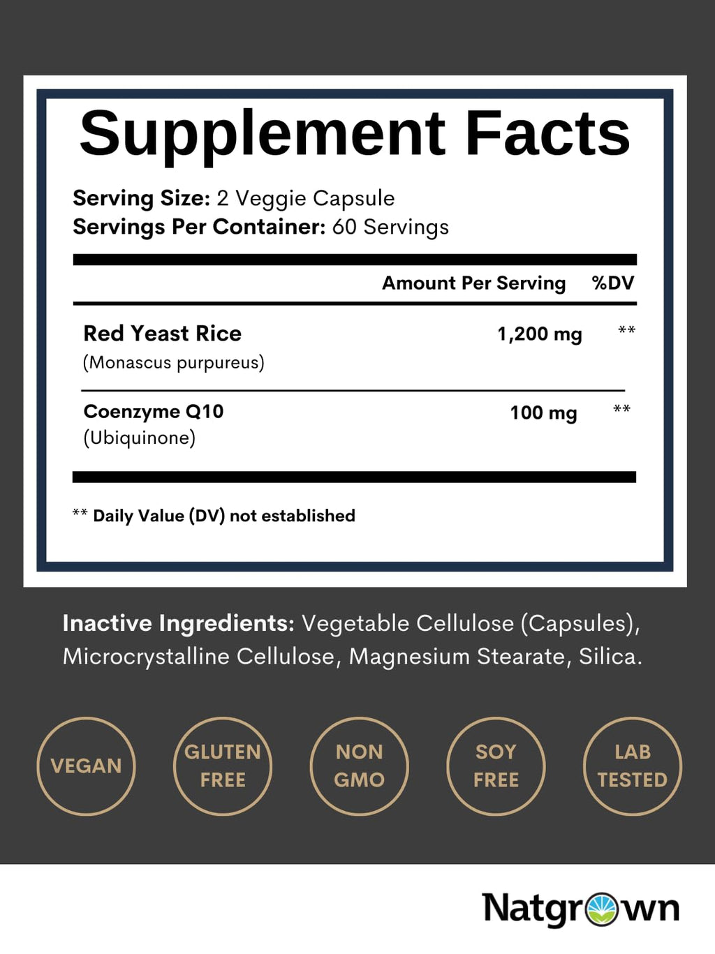 1200 mg Red Yeast Rice supplement