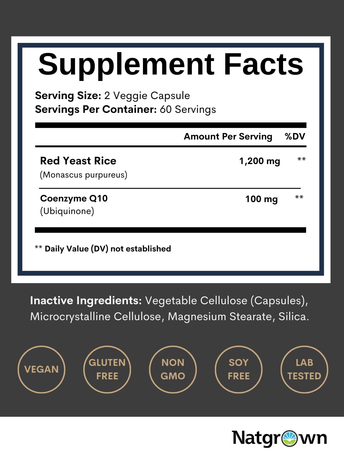 1200 mg Red Yeast Rice supplement