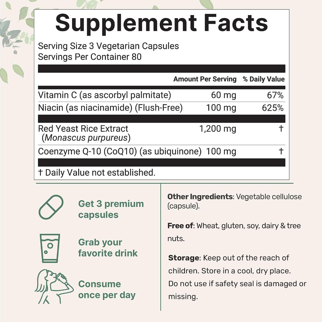 1200 mg red yeast rice supplement