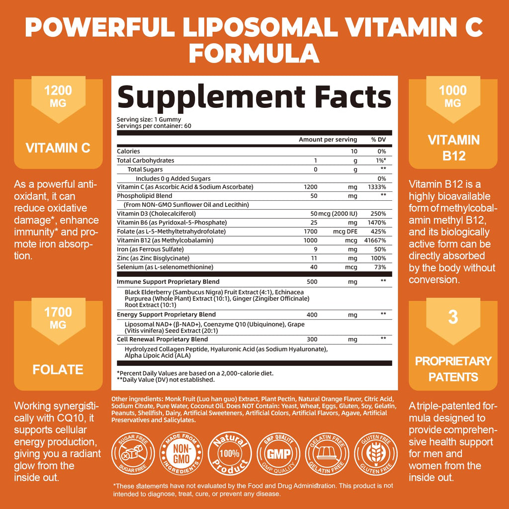 1200 mg Vitamin C gummy supplements