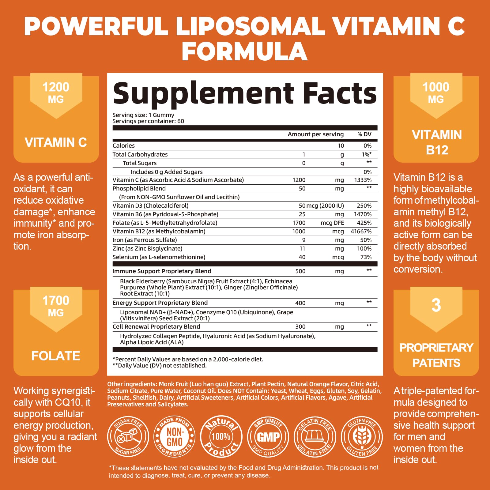 1200 mg Vitamin C gummy supplements