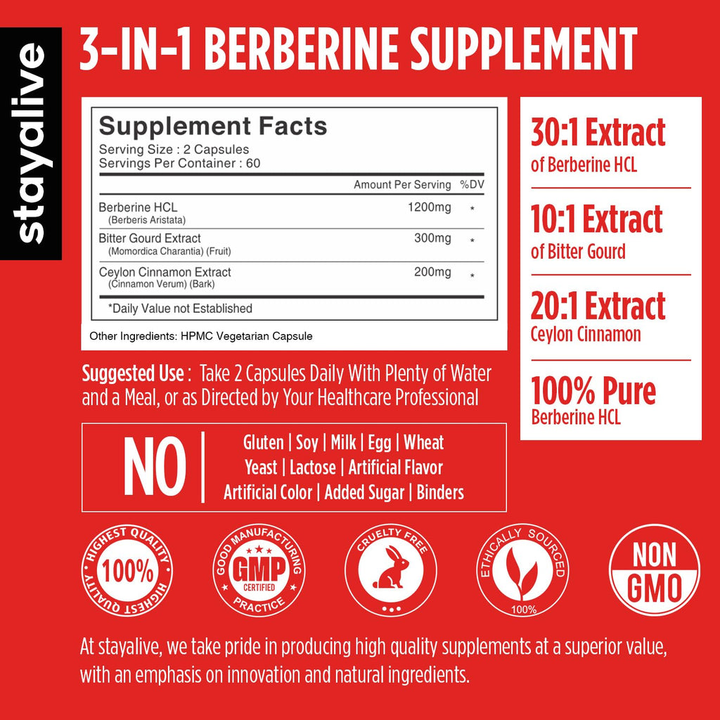 1200mg Berberine HCL capsules