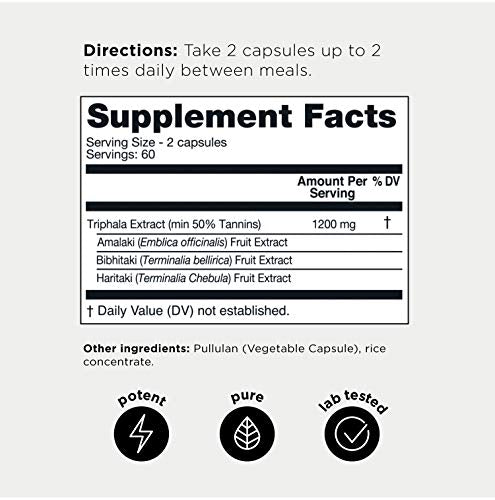 1200mg Triphala capsules for wellness