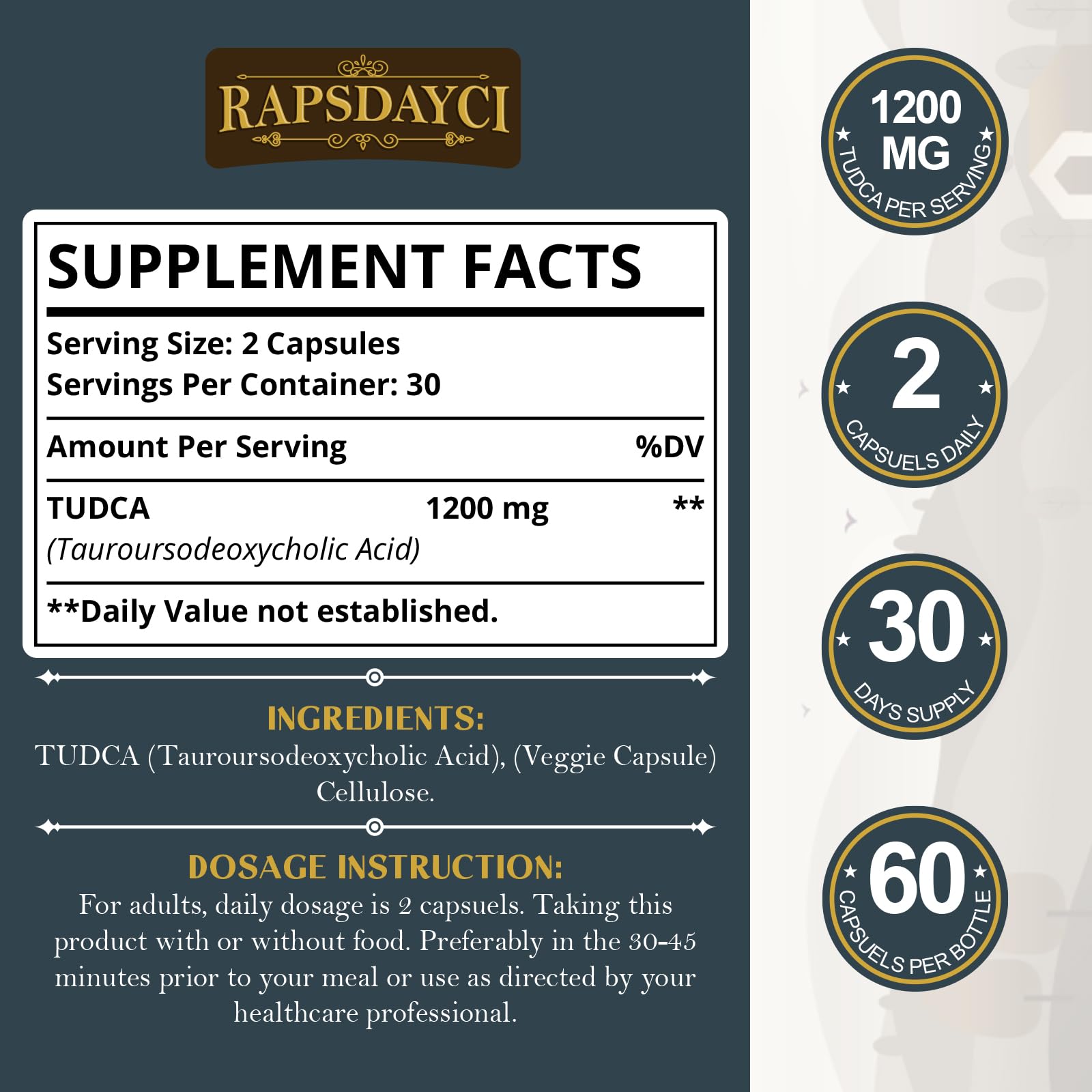 1200mg TUDCA for digestion