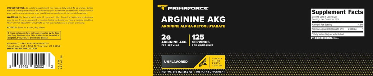 125 servings of Arginine AKG powder