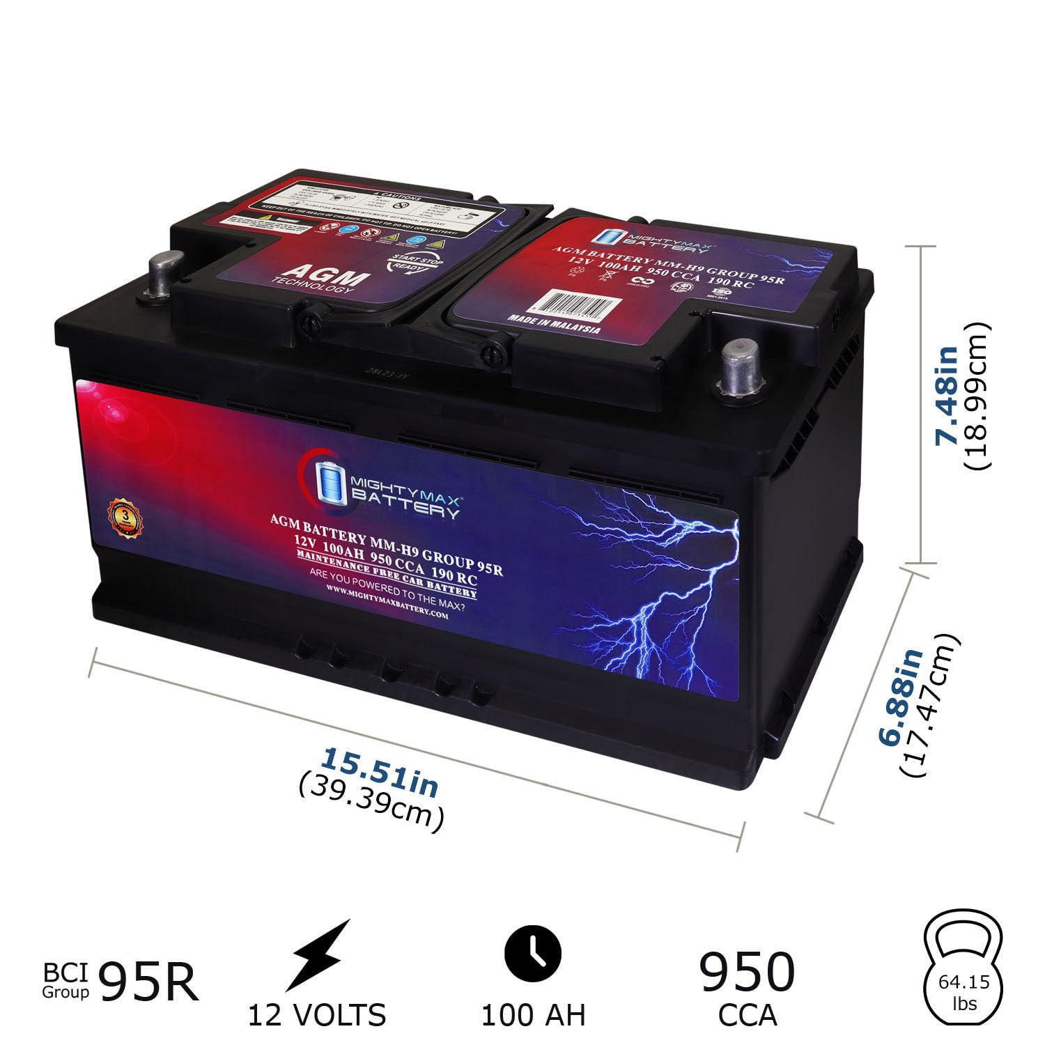 12V 100AH battery for Porsche Cayenne