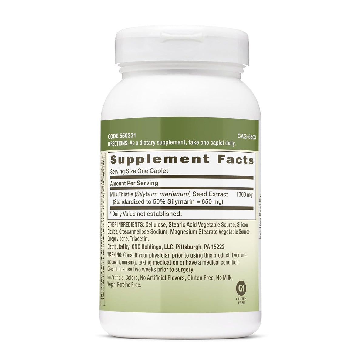 1300 mg Milk Thistle herbal supplement