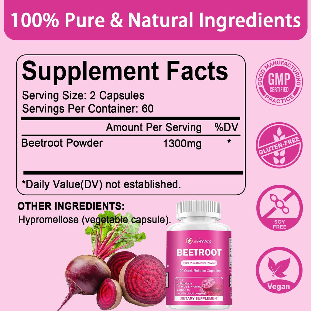 1300 mg pure beetroot supplement