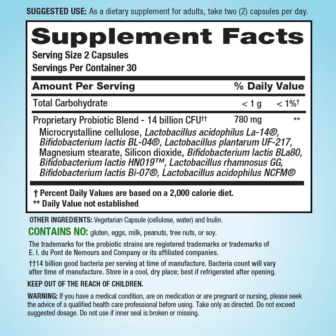 14 billion CFU vegetarian probiotics