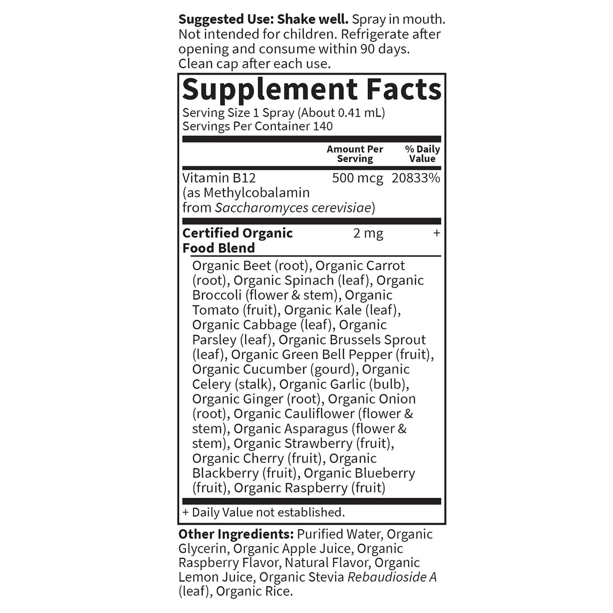 140 servings of Garden of Life B12