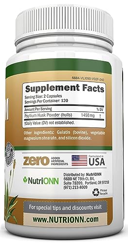 1450mg psyllium capsules for digestive support