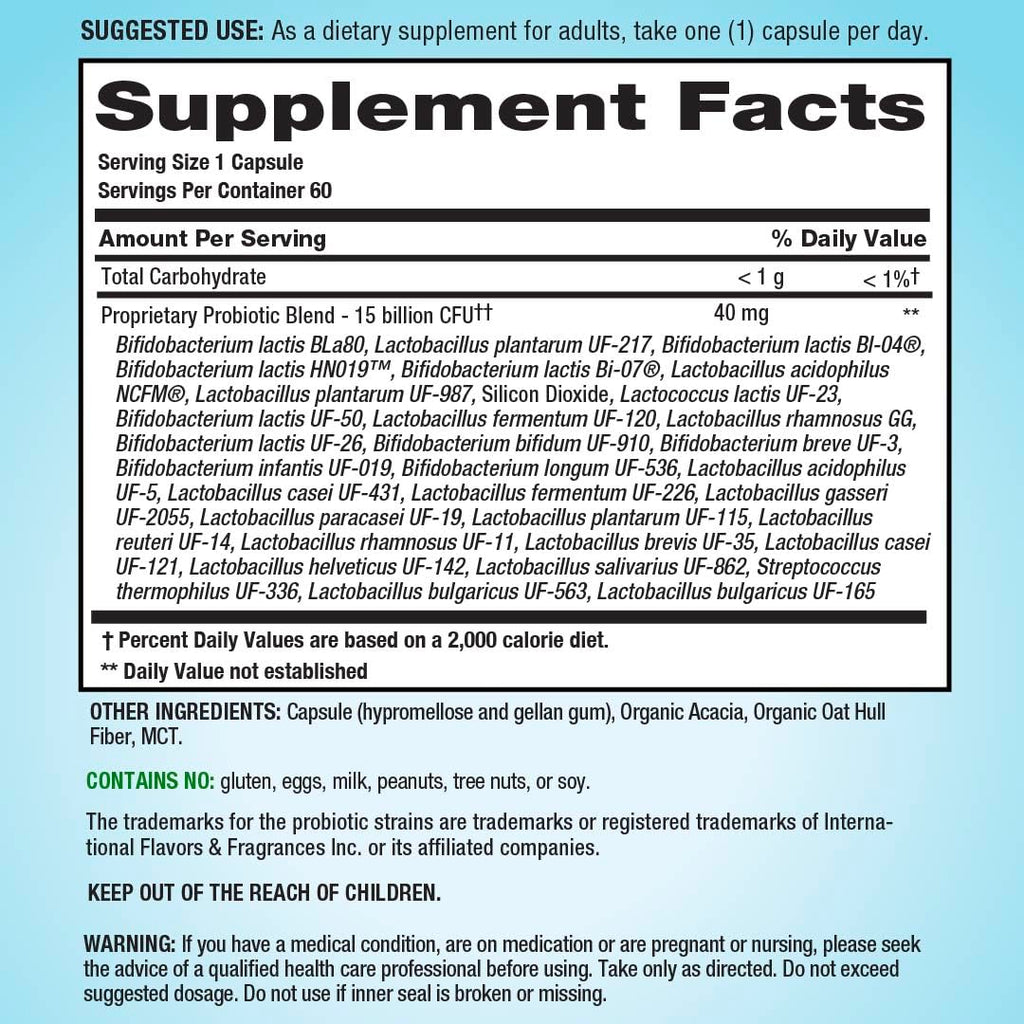 15 billion CFU probiotic capsules