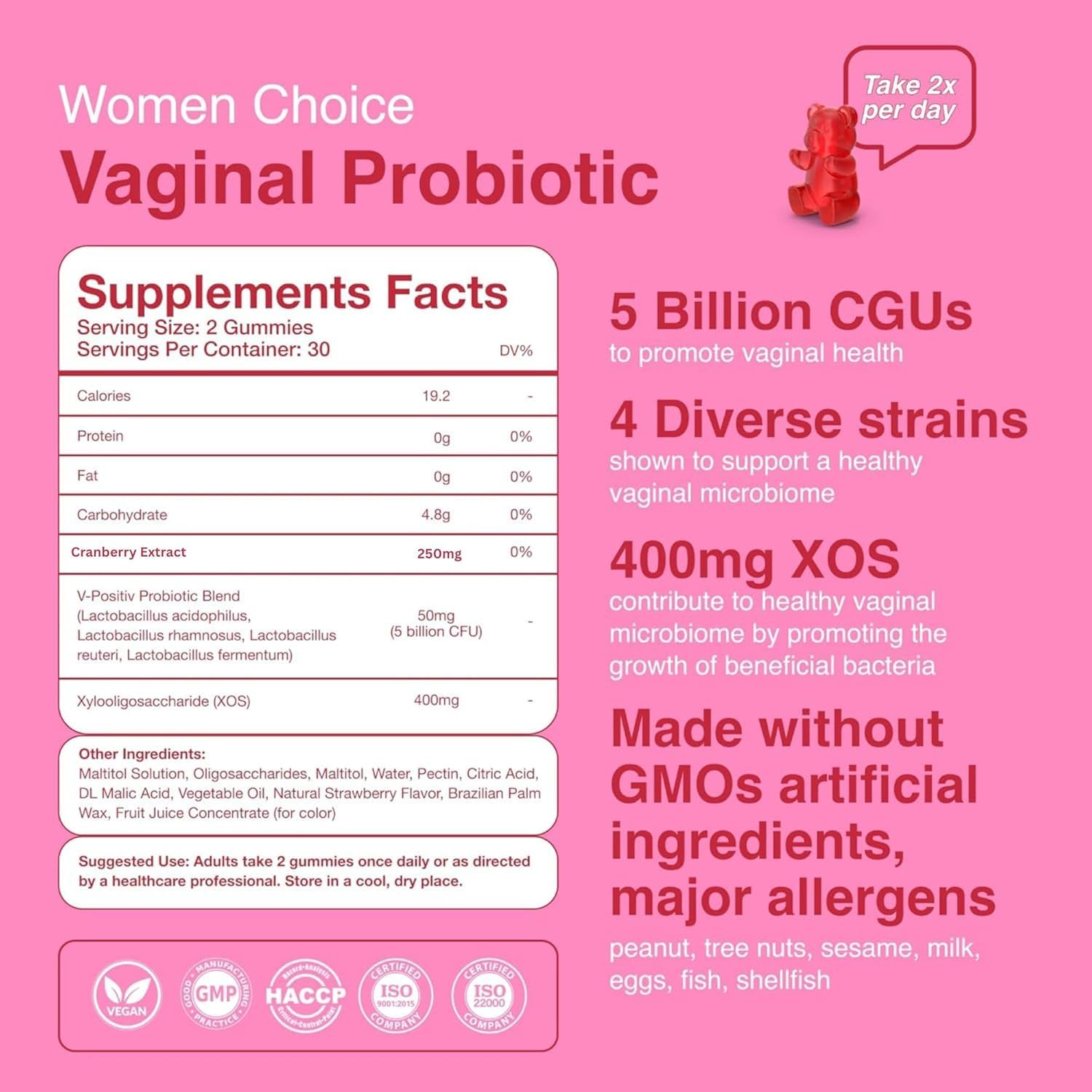 15 billion CFUs probiotic support
