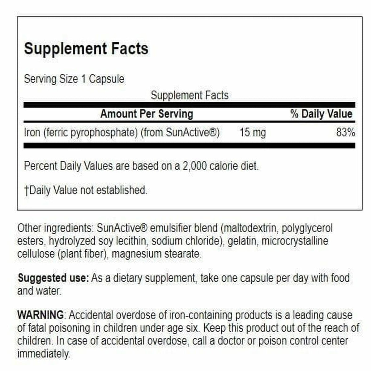15 mg iron bisglycinate capsules
