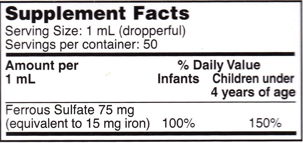 15 mg/mL iron drops for energy
