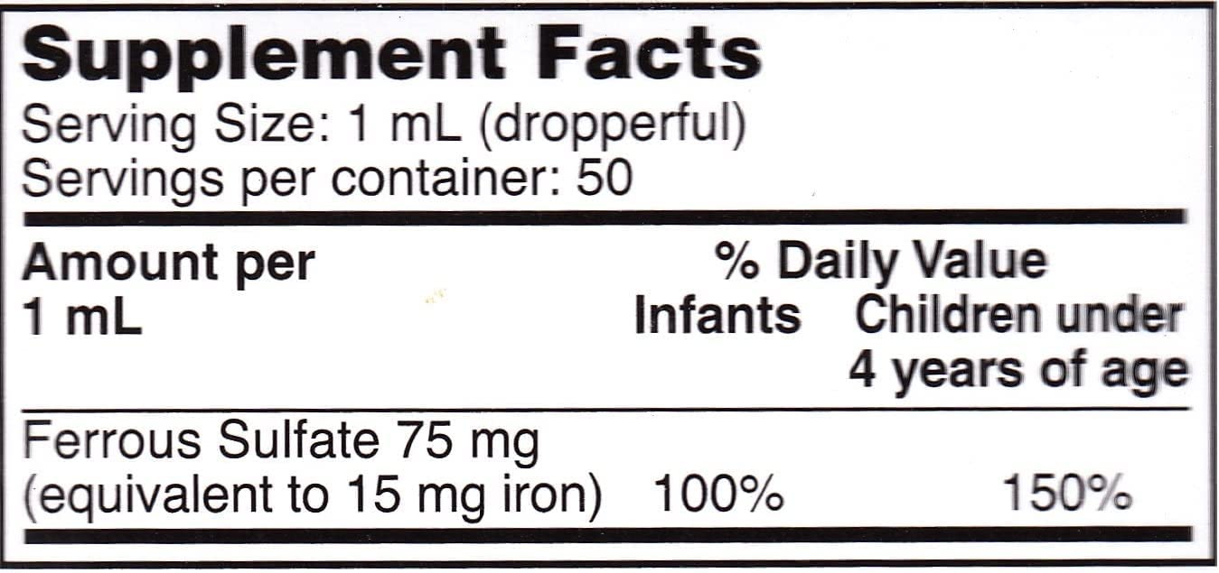 15 mg/mL iron drops for energy
