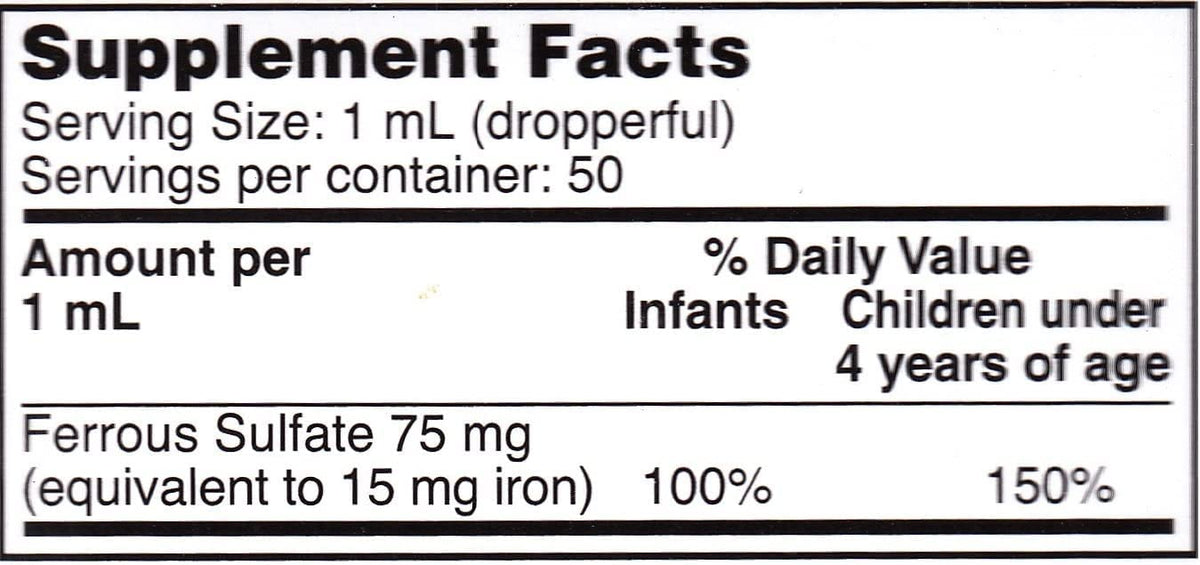15 mg/ml liquid iron drops for absorption