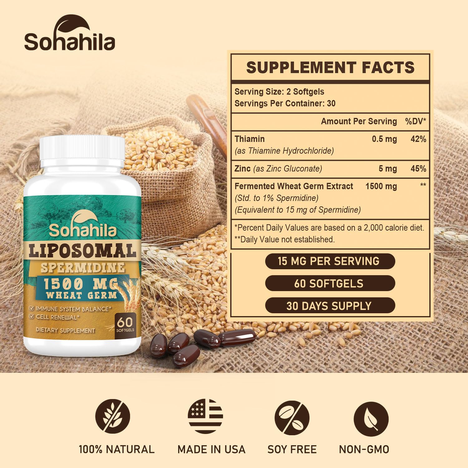 15 mg spermidine softgels for health