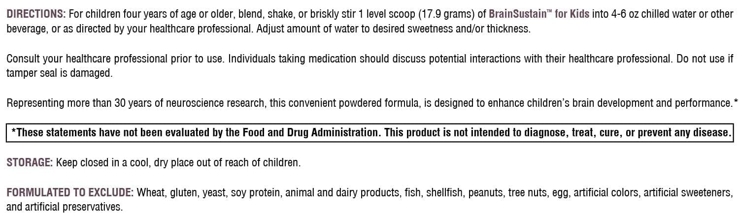 15 servings of BrainSustain for Kids
