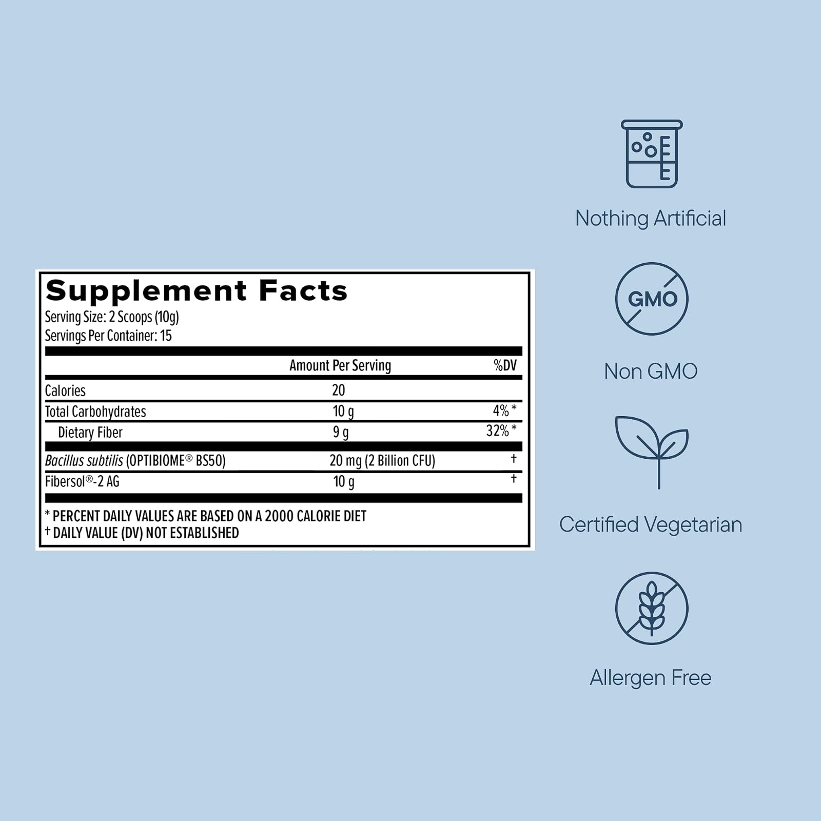 15 servings of prebiotic fiber powder