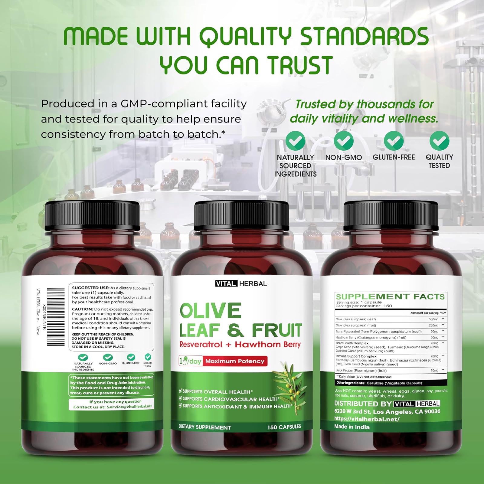 150 capsules for daily herbal intake