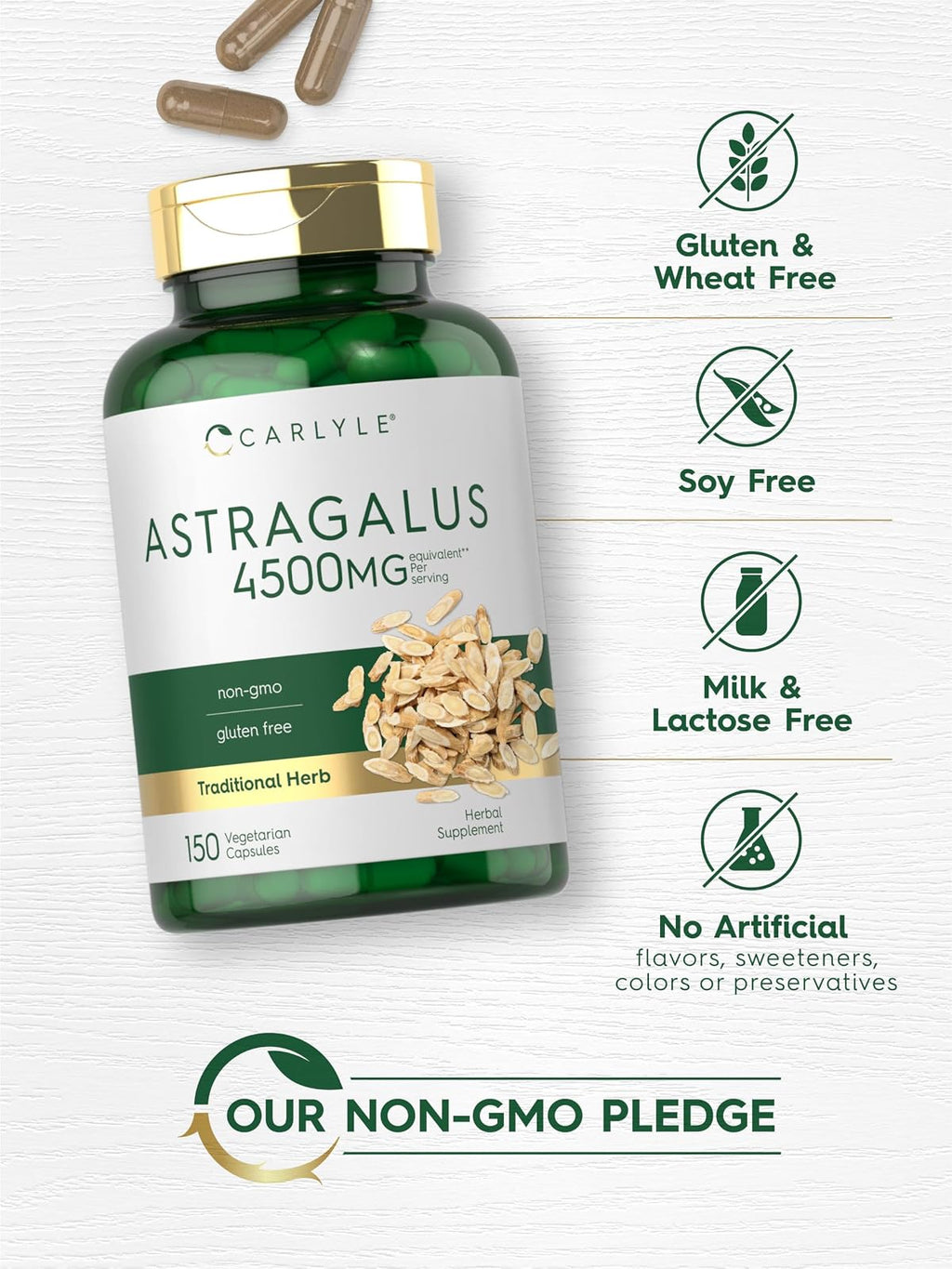 150 capsules of astragalus root extract