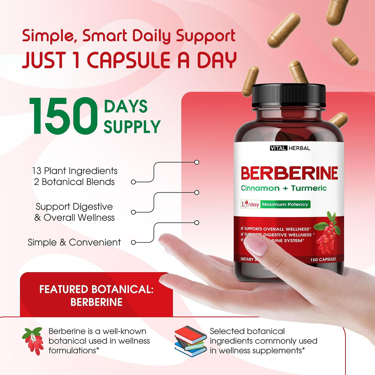 150 capsules of berberine extract