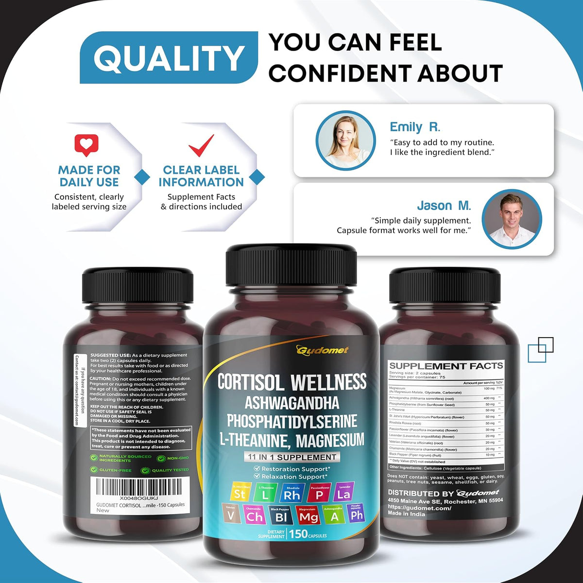 150 capsules of pure ashwagandha