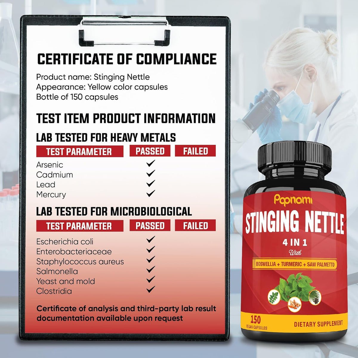 150 capsules of pure nettle extract