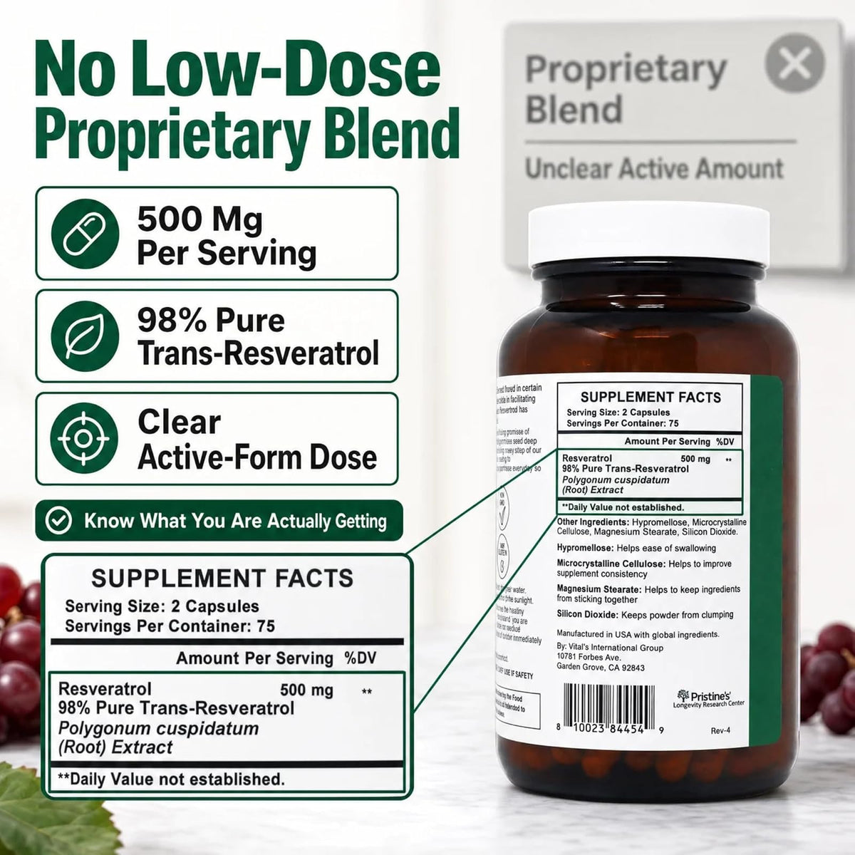 150 capsules of pure Resveratrol