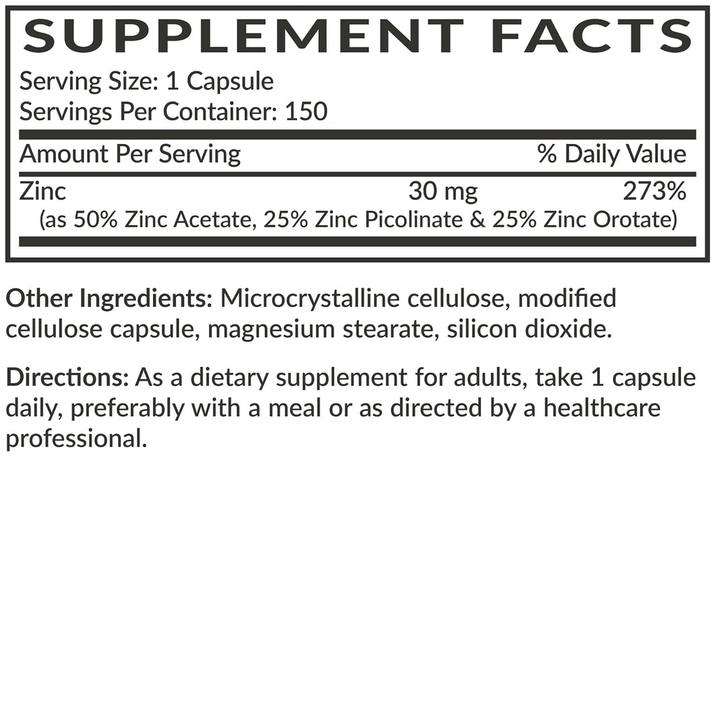150 capsules of vegetarian zinc