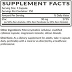 150 capsules of vegetarian zinc