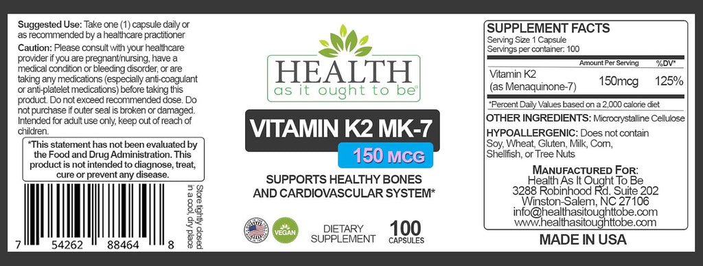 150 mcg Vitamin K2 dosage