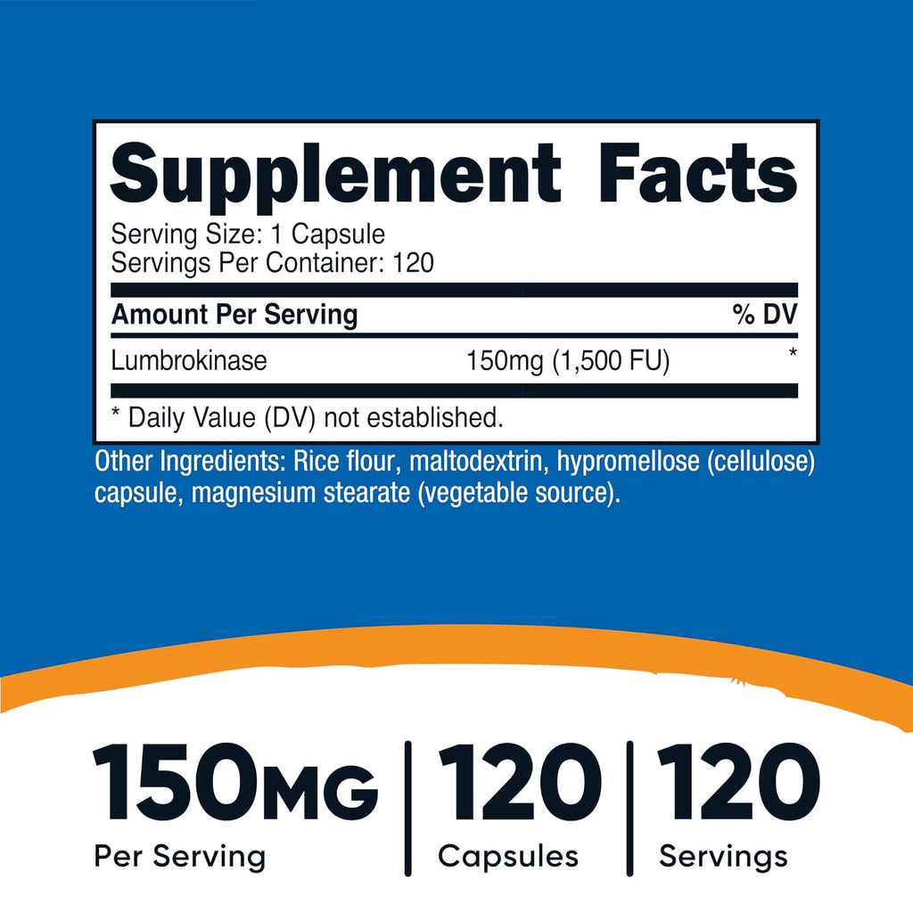 150 mg Lumbrokinase capsules for digestion