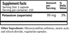 150 mg vegetarian potassium supplement
