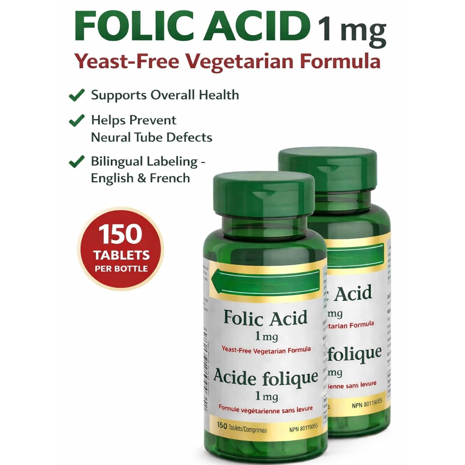 150 tablets for daily folic acid intake