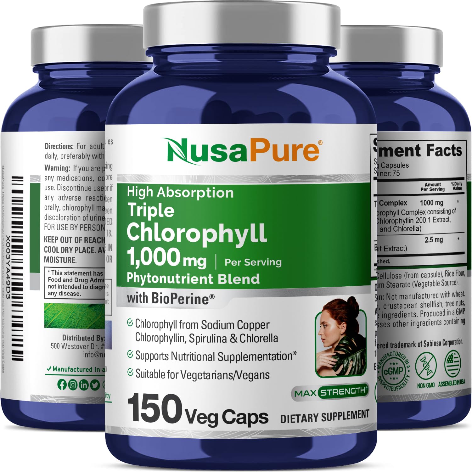 150 vegan capsules of chlorophyll