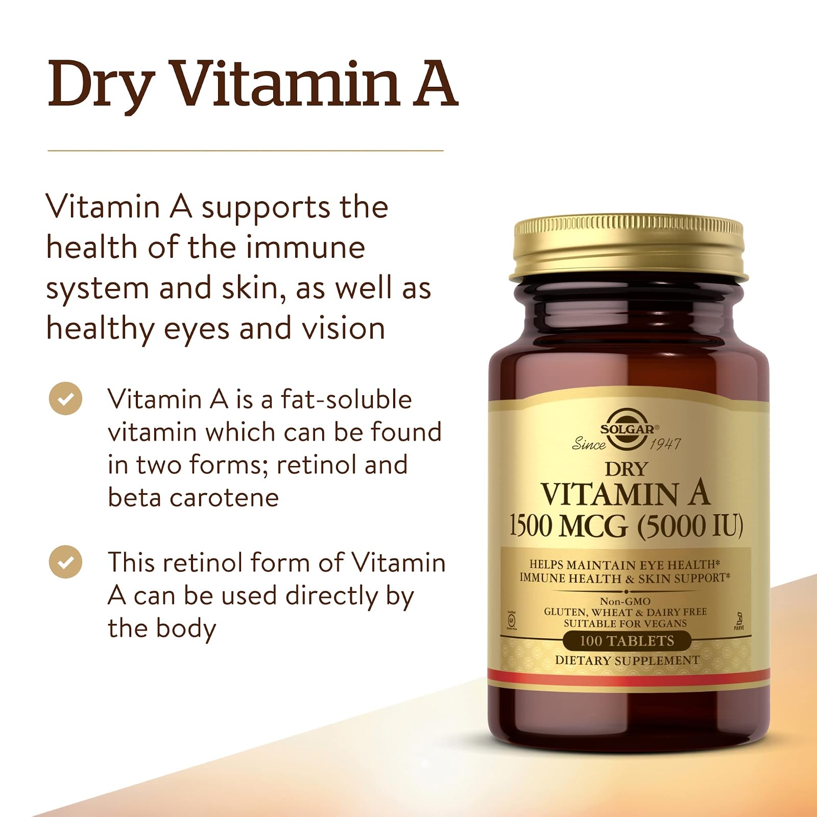 1500 mcg SOLGAR vitamin A dosage